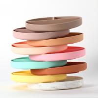 China Suction Type Silicone Baby Plate Set Round Shaped For Toddler Feeding for sale