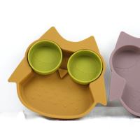 China Owl Shape Silicone Baby Suction Plate Non Toxic BPA Free With Pantone Color for sale