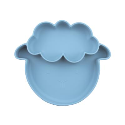 China Multiple Colors Non Slip Toddler Silicone Plates With Sheep Style Suction Type for sale