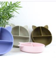 China Cat Style Kids Silicone Bowl , Colorful Silicone Divided Suction Plate OEM for sale