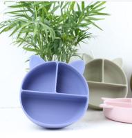 China Cat Style Kids Silicone Bowl , Colorful Silicone Divided Suction Plate OEM for sale