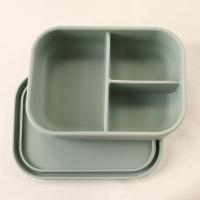 China 3 Compartment Silicone Lunch Containers , Reusable Silicone Bento Lunch Box Leak Proof for sale