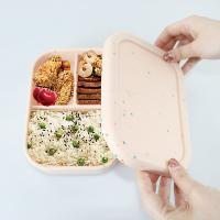China 3 Compartment Silicone Lunch Containers , Reusable Silicone Bento Lunch Box Leak Proof for sale