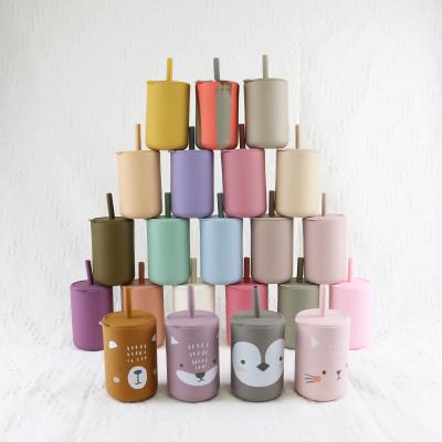 China Non Slip BPA Free Kids Silicone Cup Set Waterproof For Small Baby for sale