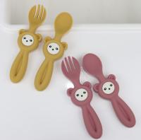 China Soft Cute Panda Style Silicone Forks And Spoons For Baby Children for sale