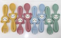 China Soft Cute Panda Style Silicone Forks And Spoons For Baby Children for sale