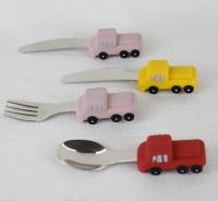 China Customized Color Stainless Steel Fork With Car Shape Silicone Handle for sale