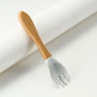 China Food Grade Silicone Forks And Spoons Heat Resistant With Wooden Handle for sale