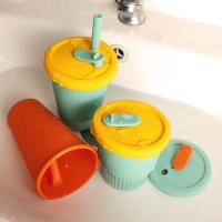 China Hot Proof Portable Silicone Kids Cup For Tea Milk Juice 300ml 350ml for sale
