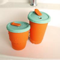 China Hot Proof Portable Silicone Kids Cup For Tea Milk Juice 300ml 350ml for sale
