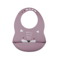 China Newborn Toddler Waterproof Printed Silicone Bib With Food Catcher Non Toxic for sale