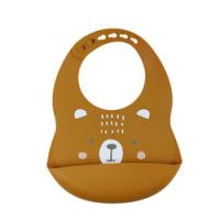 China Newborn Toddler Waterproof Printed Silicone Bib With Food Catcher Non Toxic for sale