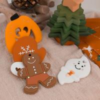 China Custom Silicone Baby Teether With Halloween Ghost Gingerbread Man Shape for sale