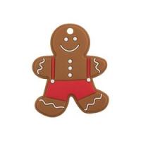 China Colorful Custom Silicone Teether , Eco Friendly Gingerbread Man Teether For Baby for sale