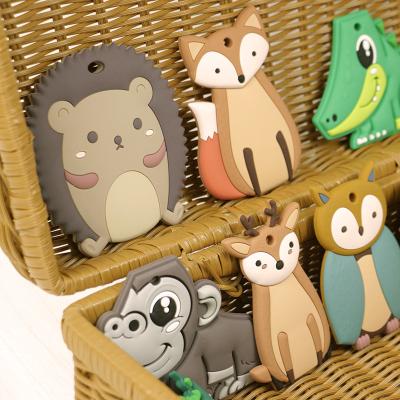 China Customized Logo Silicone Baby Teether Chewable With Cow Fox Owl Shape for sale