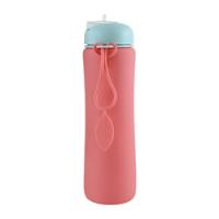 China Pink Green Reusable Silicone Water Bottle For Outdoor Sports Travel OEM for sale
