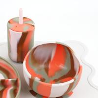 China Beautiful Gradient Colors Silicone Dinner Set Anti Slip Unbreakable silicone suction plate bowl food set for sale
