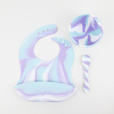 China Gradient Colors Silicone Tableware Set BPA Free Anti Slip For Baby Infant for sale