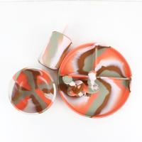 China Gradient Colors Silicone Tableware Set BPA Free Anti Slip For Baby Infant for sale