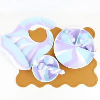 China Gradient Colors Silicone Tableware Set BPA Free Anti Slip For Baby Infant for sale