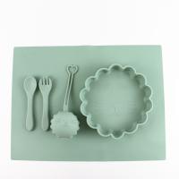 China Food Grade Silicone Tableware Set , Silicone Suction Divided Plate Waterproof for sale