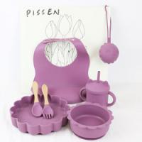 China 1Set 8 Pcs Silicone Baby Feeding Set Sustainable Pantone Color for sale