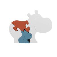 China Food Grade Silicone Infant Jigsaw Puzzles BPA Free Eco Friendly Hippo Shape for sale