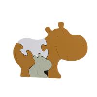 China Food Grade Silicone Infant Jigsaw Puzzles BPA Free Eco Friendly Hippo Shape for sale