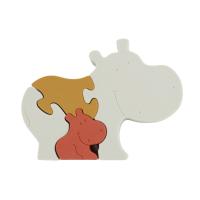 China Food Grade Silicone Infant Jigsaw Puzzles BPA Free Eco Friendly Hippo Shape for sale