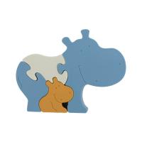 China Food Grade Silicone Infant Jigsaw Puzzles BPA Free Eco Friendly Hippo Shape for sale