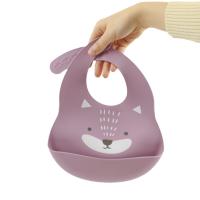 China Cacoon Cat Fox Printed Silicone Food Catcher Bibs For Toddler Breakfast Feedings for sale
