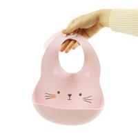 China Cacoon Cat Fox Printed Silicone Food Catcher Bibs For Toddler Breakfast Feedings for sale