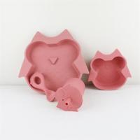 China Full Silicone Straw Cover In 3D Design Lightweight Silicone Baby tableware set for sale