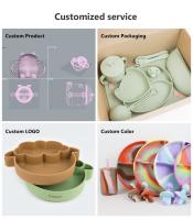China Full Silicone Straw Cover In 3D Design Lightweight Silicone Baby tableware set for sale