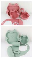 China Full Silicone Straw Cover In 3D Design Lightweight Silicone Baby tableware set for sale