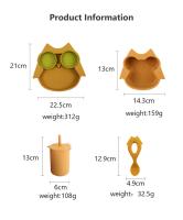 China Durably Soft Silicone Tableware Set Owl Plate Bowl Spoon Sippy Cup Bib for sale