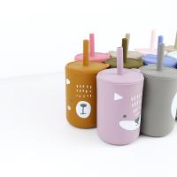 China High Flexibility printing animals Silicone Kids  sippy Cup with straw - Capacity 200ml - Ideal for  Drinking for sale