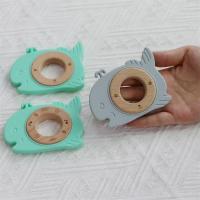 China Multifunctional Silicone Baby Teether With Attachable Teething Wooden Ring Animal Pattern for sale