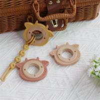China Multifunctional Silicone Baby Teether With Attachable Teething Wooden Ring Animal Pattern for sale