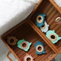China BPA Free Silicone Baby Teether With Wooden Ring Teething Relief For Babies Durable for sale