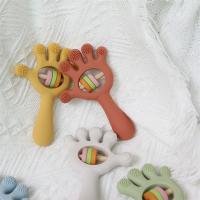 China ODM Baby Silicone Toys Age Group Babies Kids Children Rattle Palm Hand Shape for sale