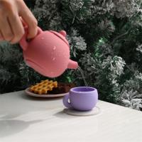 China Latest Kids Toys BPA Free Food Grade 17pcs Set Silicone Cup Spoon Coast Dessert Teapot Toy Kit for sale