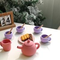 China Latest Kids Toys BPA Free Food Grade 17pcs Set Silicone Cup Spoon Coast Dessert Teapot Toy Kit for sale