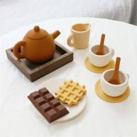 China NEW ARRIVALS Kids Children Pretending Home Play Teapot Set Silicone Toys With 11pcs for sale