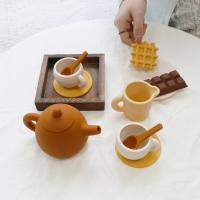 China NEW ARRIVALS Kids Children Pretending Home Play Teapot Set Silicone Toys With 11pcs for sale