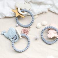 China Food Grade Silicone Baby Teether With Non - Toxic Design And Easy Grip Handle BPA Free Silicone Teething Rings for sale