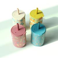 China Silicone Drinking Cup With Straw For Baby Training BPA Free Food Grade Silicone Printed Sippy Cup for sale