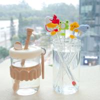 China Custom Silicone 10mm Straw Covers With 3D Cartoon Animal Design Silicone Straw Toppers Hat For Cupsfor for sale