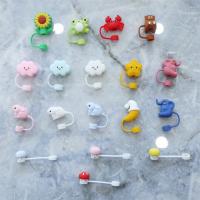 China Custom Silicone 10mm Straw Covers With 3D Cartoon Animal Design Silicone Straw Toppers Hat For Cupsfor for sale