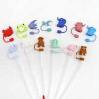 China Custom Silicone 10mm Straw Covers With 3D Cartoon Animal Design Silicone Straw Toppers Hat For Cupsfor for sale